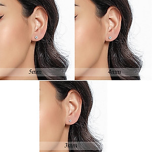 Moissanite Stud Earrings Set, S925 Sterling Silver Round Moissanite Diamond Stud Earrings Pack of 3 for Women Men 3-5mm