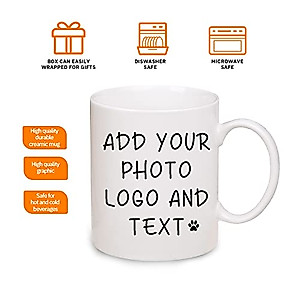 Custom Mug Personalized Photo Mug 11oz on Both Side Custom Mug with Your Picture, Logo, Text Personalized Coffee Mug Customized Gifts for Birthday Christmas Party Decoration 11oz White Wholesale