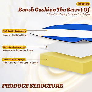 Focuprodu Bench Cushion 45 Inch, Patio Furniture Cushions, Non-silp Durable Window Seat Cushions, Personalized Custom Furniture Bench Cushions.(45x18x2.5, Blue Stripes)