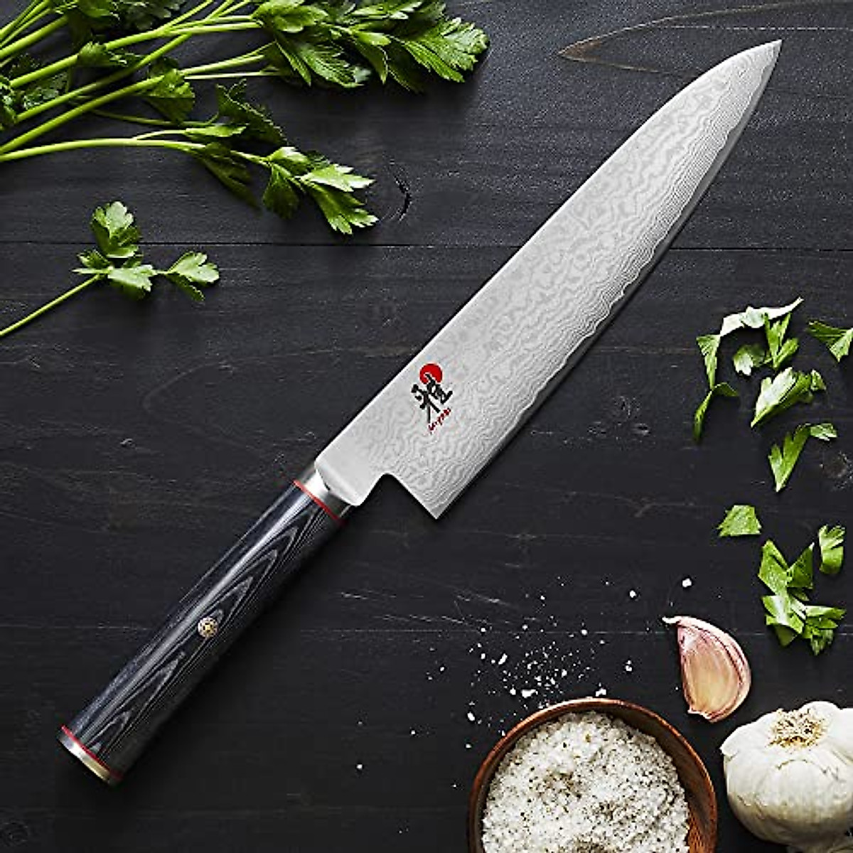 Miyabi Kaizen Chef's Knife, Medium, Black with Red Accent