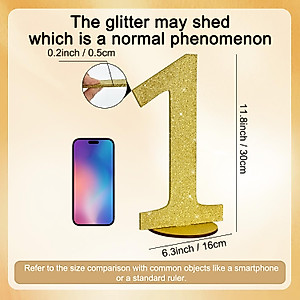TONIFUL 11.8 Inch Gold Glitter Numbers Table Centerpieces 0-9 Birthday Party Decorations,Shining Gold Digital 1 for Birthday Party,Wedding,Bridal Shower,Engagement,Photo Shoot,Anniversary