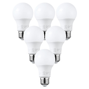 TORCHSTAR A19 LED Light Bulbs 60W Equivalent, UL Listed, 5000K Daylight, Dimmable, 9W, 800lm, Flicker Free, E26 Standard Base LED Bulb for Ceiling Fan, Lamp, 15,000hrs, Pack of 6