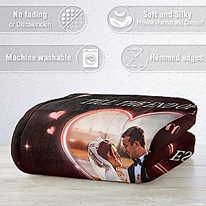 SANDJEST Personalized Couple Photo Blanket Love You Till The End of Time Fleece Throw Blanket Customized Gift for Couple Lovers Newlyweds Anniversary Girlfriend Boyfriend