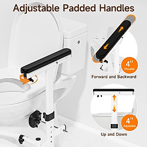 WAYES Toilet Safety Rails - Toilet Arms for Elderly and Disabled, Fit for Most Toilet, Up to 350 Lbs, Adjustable Height & Width