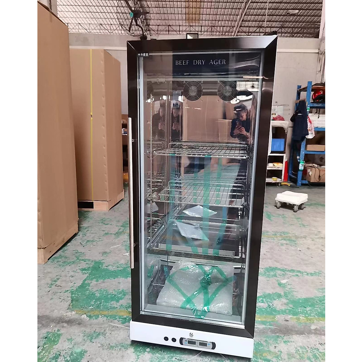 Kolice Commercial Aging Beef Showcase Freezer, Steak Aging Machine, Beef Display Showcase Freezer-268L,4 Tiers,Temperature: -5℃~ to 10℃ (23℉ to 50℉) for Hotel,Restaurant,Shopping Malls