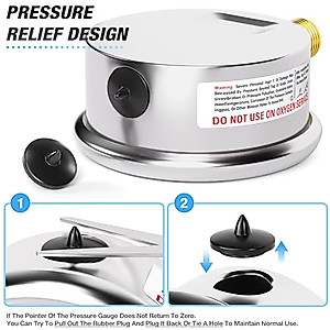 MEANLIN MEASURE -30~60Psi Stainless Steel 1/4" NPT 2.5" FACE DIAL Vacuum Pressure Gauge, Lower Mount, with 1/4" x 1/2" NPT and 1/4" x 3/8" NPT Hex Bushing