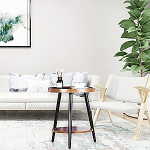 ZHANYUN 2-Tier Round Side Table, Mid Century Modern Small end Table with Storage,Metal Legs & Eco-Friendly MDF Wood,Ideal for Living Room, Bedroom, Outdoor Spaces, and as A Bedside Table (White)