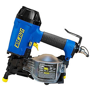 Estwing ECN65 Pneumatic 15 Degree 2-1/2" Coil Siding Nailer with Adjustable Metal Belt Hook, 1/4" NPT Industrial Swivel Fitting, and Bag