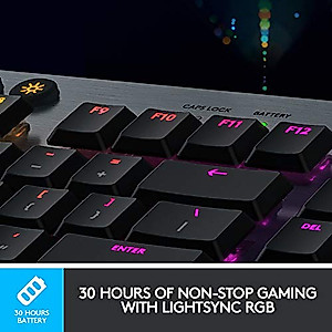 Logitech G915 LIGHTSPEED RGB Mechanical Gaming Keyboard, Low Profile GL Tactile Key Switch, LIGHTSYNC RGB, Advanced Wireless and Bluetooth Support - Tactile,Black