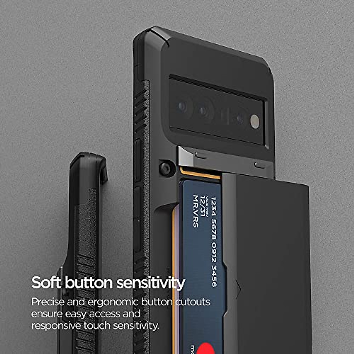 VRS Design Damda Glide Pro Phone Case for Pixel 6 Pro, Sturdy Semi Auto Wallet [4 Cards] Case Compatible for Pixel 6 Pro Case (2021)