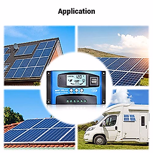 iSunergy MPPT Solar Charge Controller 30A 12V/24V Auto Solar Panel Intelligent Regulator with Dual USB Port LCD Display for Lead Acid Batteries