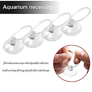 FEBSNOW Aquarium Suction Cups - 20 Pack Fish Tank Suction Cups Aquarium Suction Cup Clip Suction Hooks with 30 PCS Adjustable Cable Ties for Plants, Planter, Binding Moss Shrimp Nest