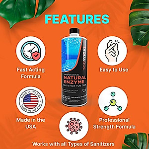 Spa Enzyme for Hot Tubs, Spa Enzyme Water Treatment to Clarify Hot Tub Water. Natural Enzyme Hot Tub Cleaner, Spa Enzyme Cleaner & Natural Hot Tub Chemicals to Make your Spa Perfect - 16oz MAV AquaDoc