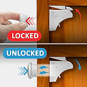 Magnetic Cabinet Locks (12 Locks + 2 Keys) with Adhesive, Easy Installation Tool - Child Proof Drawers - No Tools Or Screws Needed - Jool Baby