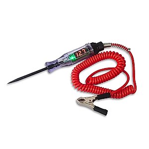 Sodcay 1 PC Automotive Test Light Digital LED Circuit Tester, DC 3V/6V/12V/24V Inductive Test Pen with 70.8 Inches Retractable Spring Wire, for Checking Vehicle Car Truck Motorcycle (Black & Red)