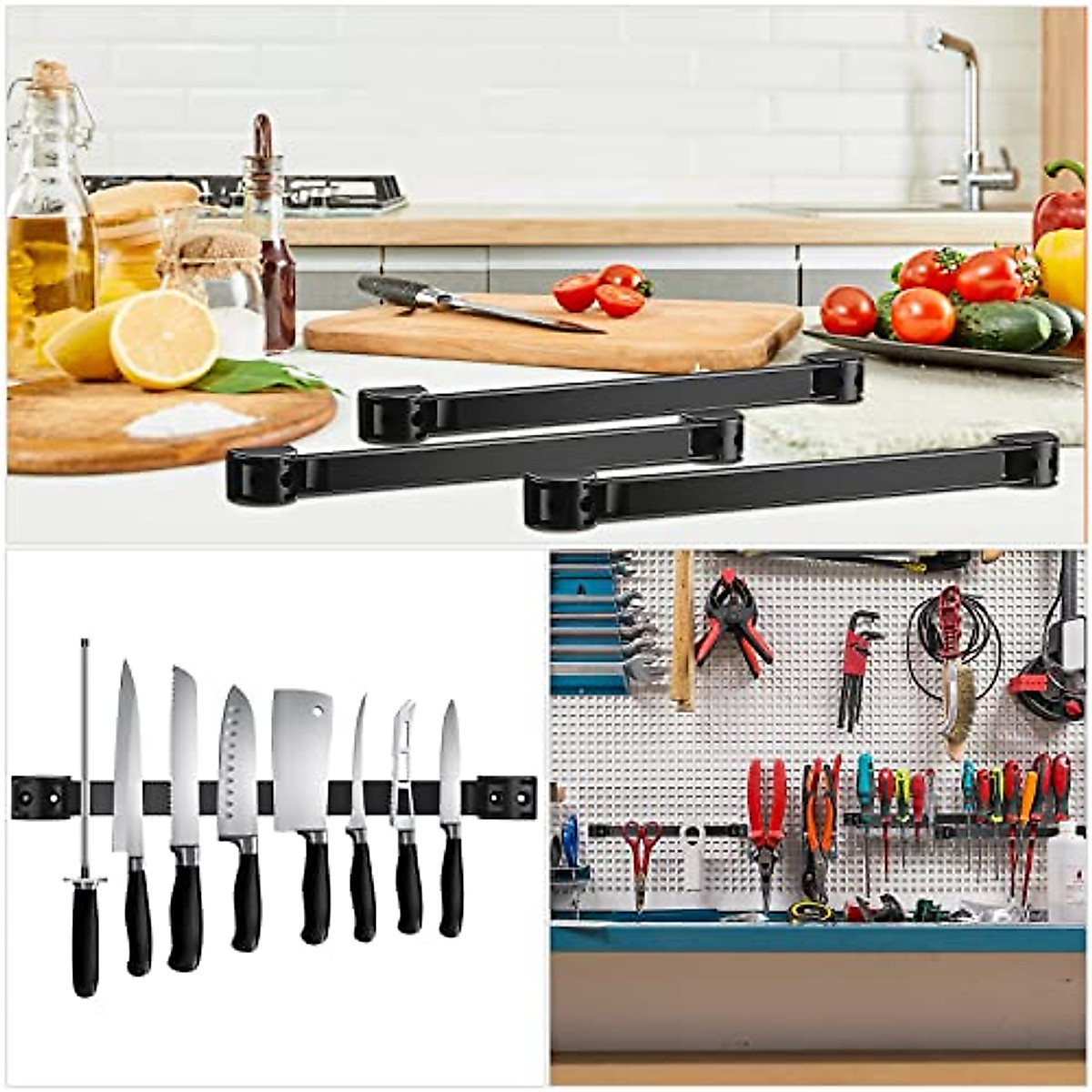 12 Pack 14 Inch Magnetic Tool Holder Racks Magnetic Tool Holder Strip Metal Tool Organizer Bar with Mounting Screws Heavy Duty Magnetic Space Saving Tool Organizer Bar for Garage, Workshop, Kitchen