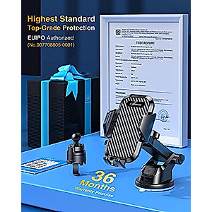 VANMASS [Latest Model] Car Phone Holder Mount, Dashboard Phone Holder Universal Powerful Suction Cup Mount, Dash Windshield Air Vent Truck Stand Compatible with All Phones Black