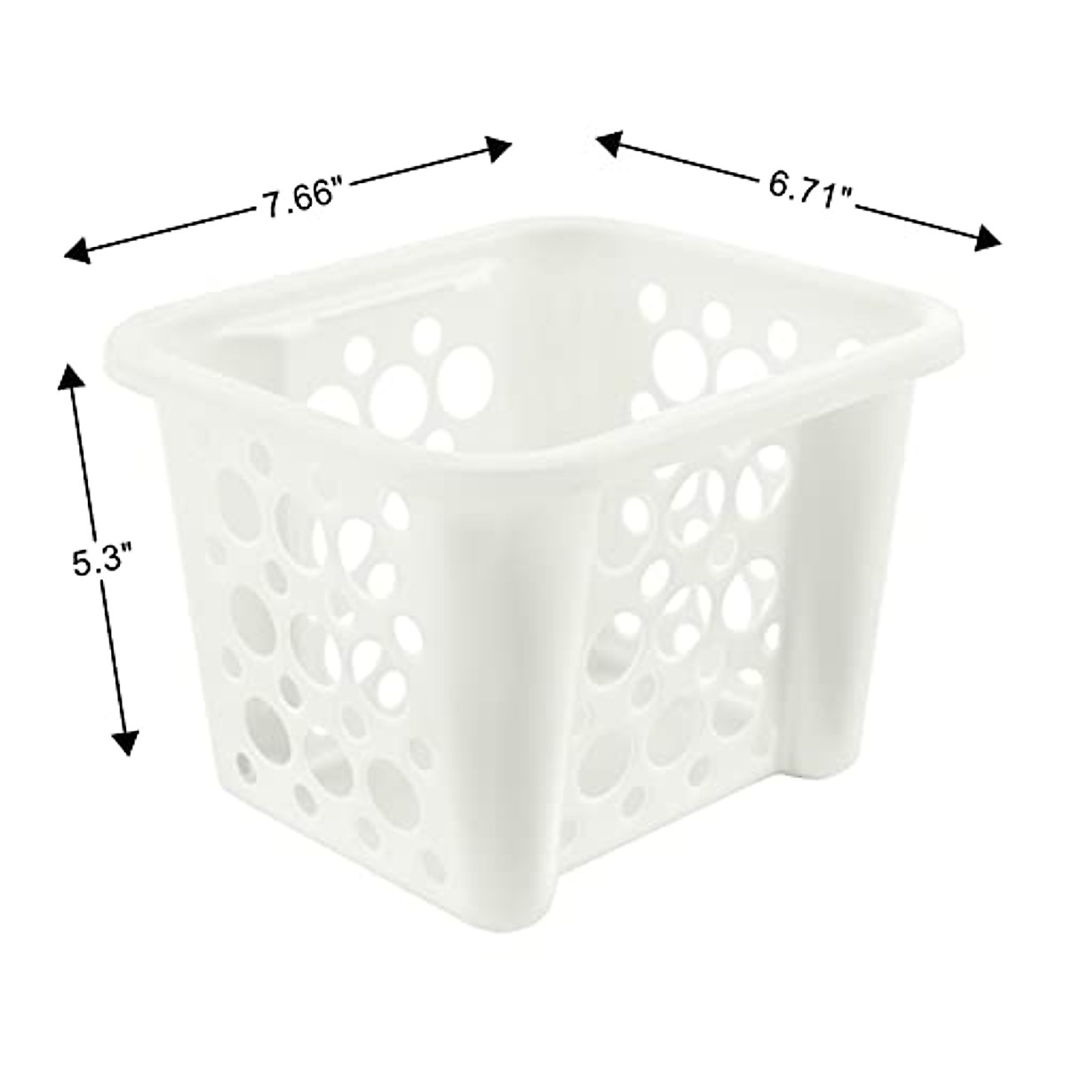 Organize Your Home Mini Stackable White Storage Containers with Open Tops, 4 Pack, Great Organizing Bins for Pantry, Closet, Bedroom, and all Storage, 7.6” x 6.7” x 5.3”
