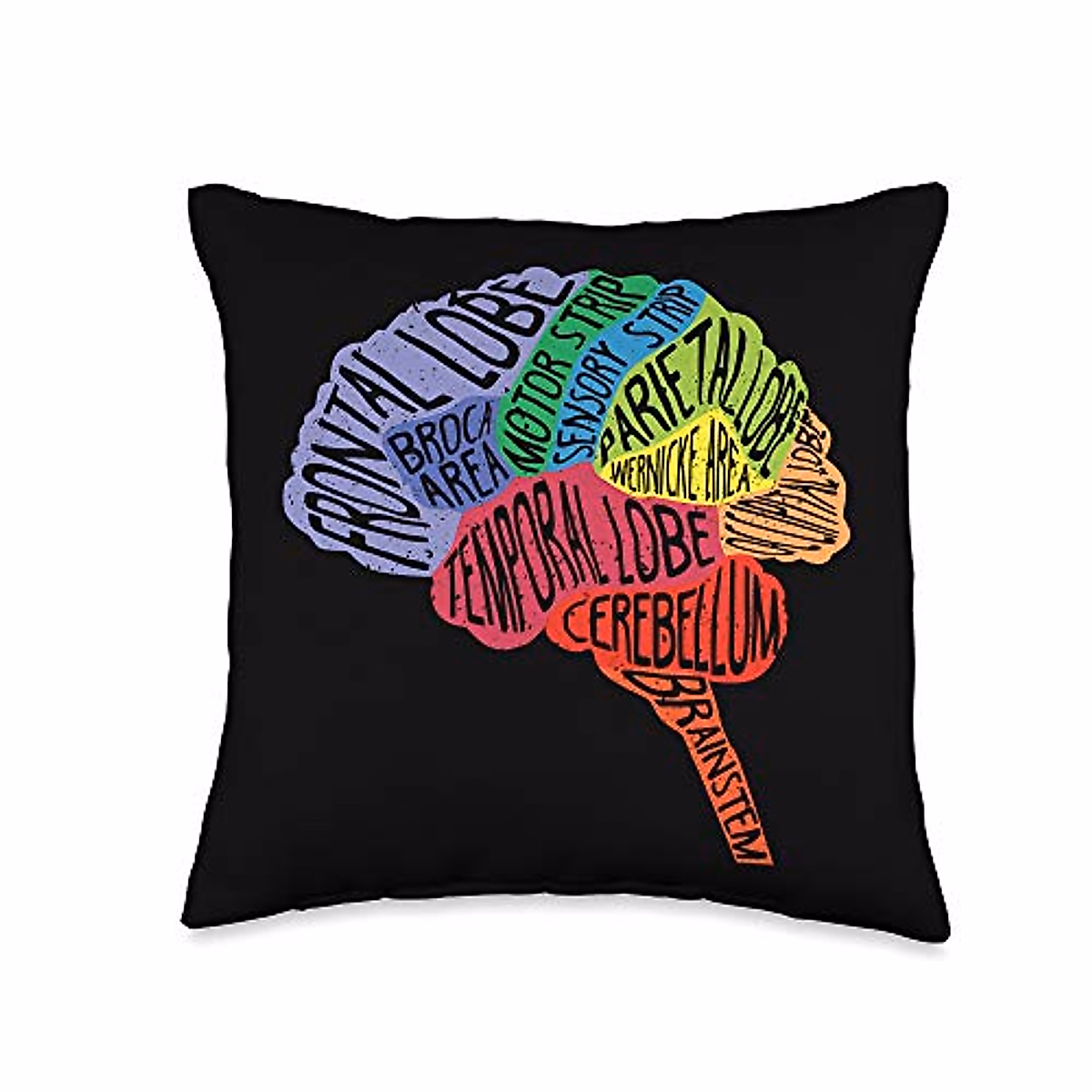 InGENIUS Brain Anatomy Parts Area Neurologist Neurology Brain Map Surgeon Throw Pillow, 16x16, Multicolor