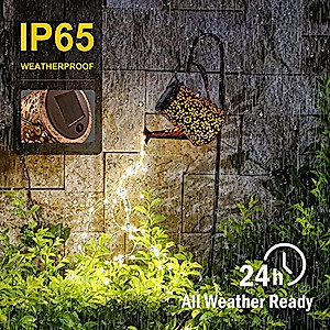 Solar Watering Can Garden Lights - Solar Lights Outdoor Garden Ornaments Waterproof Large Yard Statues Retro Copper Decorations for Home Patio with 35"Shepherd Hook