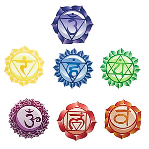 Maydahui Chakra Vinyl Wall Stickers (Set of 7 Pieces) Yoga Meditation Wall Decal Health Aum Symbol Art Mantra Meditation for Home Decoration Yoga Studio Decor Yogi