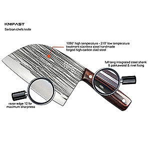 Handmade Forged Kitchen Butcher Knife Serbian Chef Knife Full Tang With Knife Stone Grinder