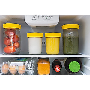 HOUSERRY DELUXE Easy-Grip Easy-Open 100% Silicone Mason Jar Lid - 3 pcs (WIDE MOUTH, YELLOW)