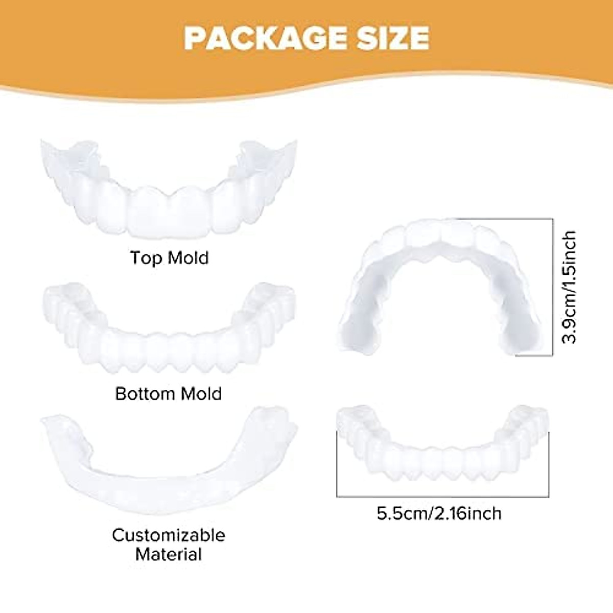 Fake Teeth,2 PCS Veneers Dentures Socket for Women and Men, Dental Veneers for Temporary Tooth Repair Upper and Lower Jaw, Protect Your Teeth and Regain Confident Smile, Bright White-1