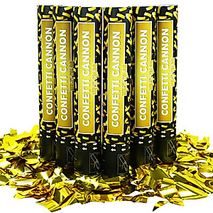 Confetti Cannon Gold Party Poppers - 6 Pack 12 Inch Confetti Poppers for Wedding Celebration Birthday Party Celebration Baby Shower Decorations Christmas New Year Graduation