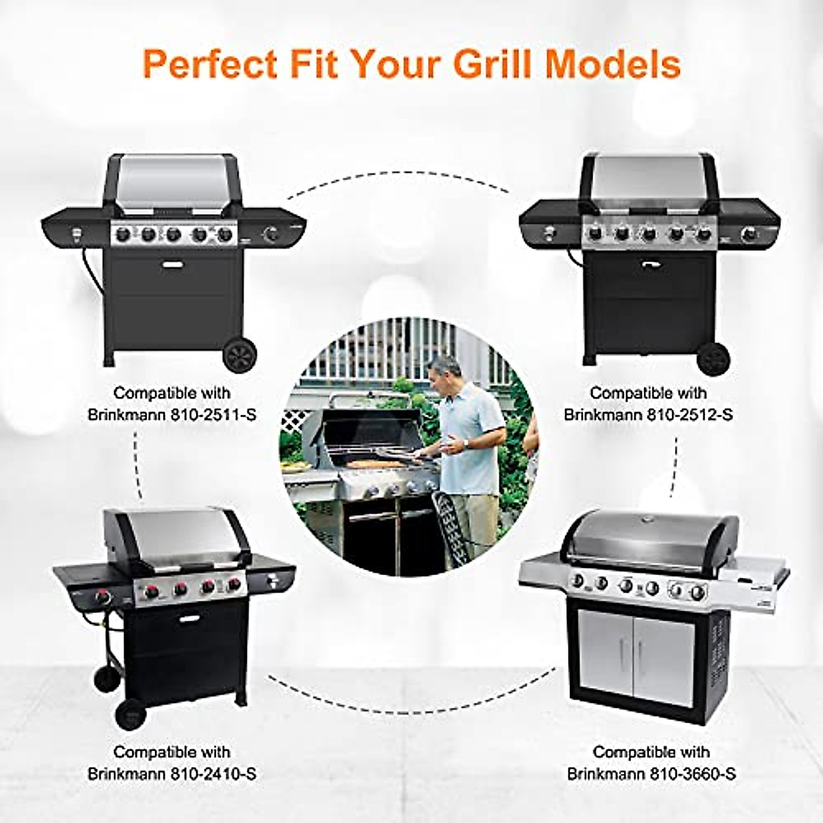 Hisencn Grill Heat Plate for Brinkmann 810-2410-S, 810-3660-S, 810-2511-S, 810-2512-S Replacement Heat Tent Shield Deflector for Uniflame, Aussie and Others, 15 3/8 inch BBQ Flame Tamer Burner Cover