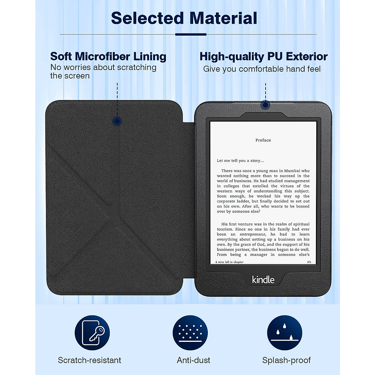 MoKo Case Fits 6" Kindle Paperwhite(10th Gen, 2018 Release)/All Paperwhite 2012-2017, Auto Wake/Sleep Standing Origami Slim Shell Cover with Auto Wake/Sleep for Kindle Paperwhite 2018 E-Reader - Black