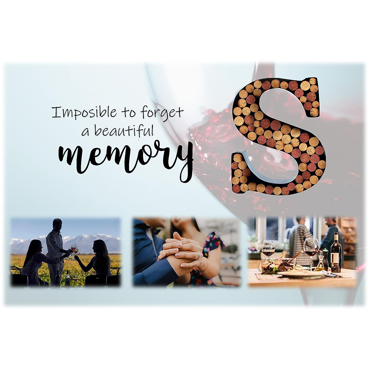 Premium Metal Letter Wine Cork Holder Is A Perfect Bar Decor Made of Durable Metal and A Glossy Black Finish With Rounded Edges , This Bar Cart Accessories Is Easy To Hang , Letter S (9,64”x 2”x 12”).