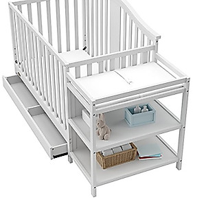 Graco Solano 4-in-1 Convertible Crib and Changer with Drawer (White) – Crib and Changing Table Combo with Drawer, Includes Changing Pad, Converts to Toddler Bed, Daybed and Full-Size Bed