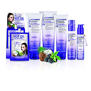 GIOVANNI 2chic Ultra-Repairing Shampoo Set - For Damaged, Over-Processed Hair, Helps Restore Hair's Natural Elasticity, Blackberry & Coconut Oil, Argan, Shea Butter, Color Safe - 24 Fl Oz Each