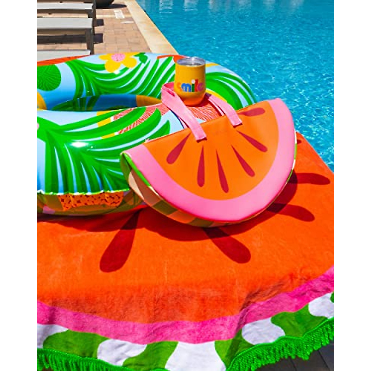 ban.do Super Chill Cooler Bag, Insulated Bag with Shoulder Straps, Soft Sided Cooler, Cute Portable Cooler for Picnics or Beach Days, Watermelon 2.0