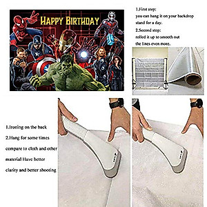 GCH A-vengers Background Marvel Birthday Party Supplies Backdrop Superhero Theme Background Photography for Kids Birthday Banner Boys Birthday Party Decorations Banner Photo Booth Props (5X3FT)