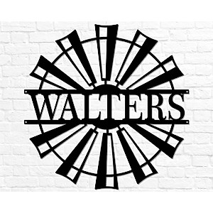 Personalized Windmill Wall Decor Personalized Windmill Sign Custom Windmill Decor Metal Family Name Sign Last Name Farmhouse Decor Farm Sign