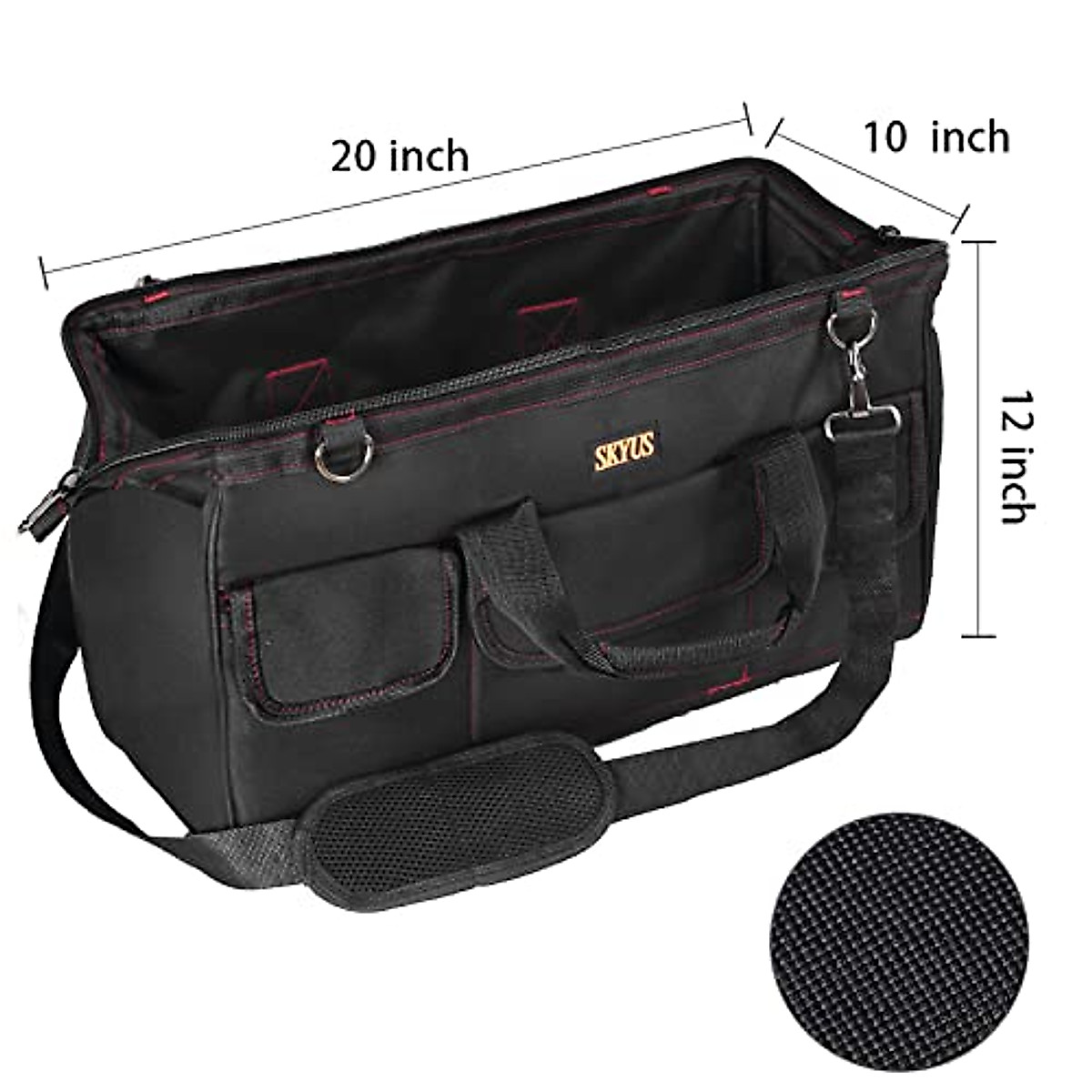 SKYUS 20 inch Tool Bag, Wide Mouth Tool Organizer,with Adjustable Shoulder Strap(20-inch)