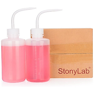 stonylab Chemical Wash Bottle, 2-Pack Plastic Safety Lab Squeeze Wash Bottle, LDPE with Narrow Mouth, 250 ml (8 oz)/2 Bottle