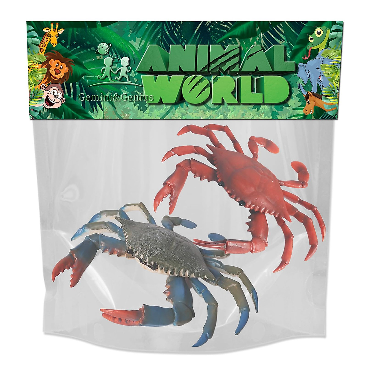 Gemini&Genius 2Pcs Crabs Marine Animal World Sea Animal Action Figure Ocean Model Toy Educational, Role Play, Cake Toppers, Swimming Toys, Bath Toys, Christmas Stocking Stuffers for Kids