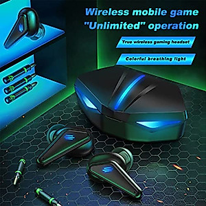 Geva Wireless Gaming Earbuds, 30H Playback Wireless Gaming Headphones with Charging Case Waterproof in-Ear Headsets with Microphone K55 Bluetooth Earbuds for Android iOS Laptop TV Computer