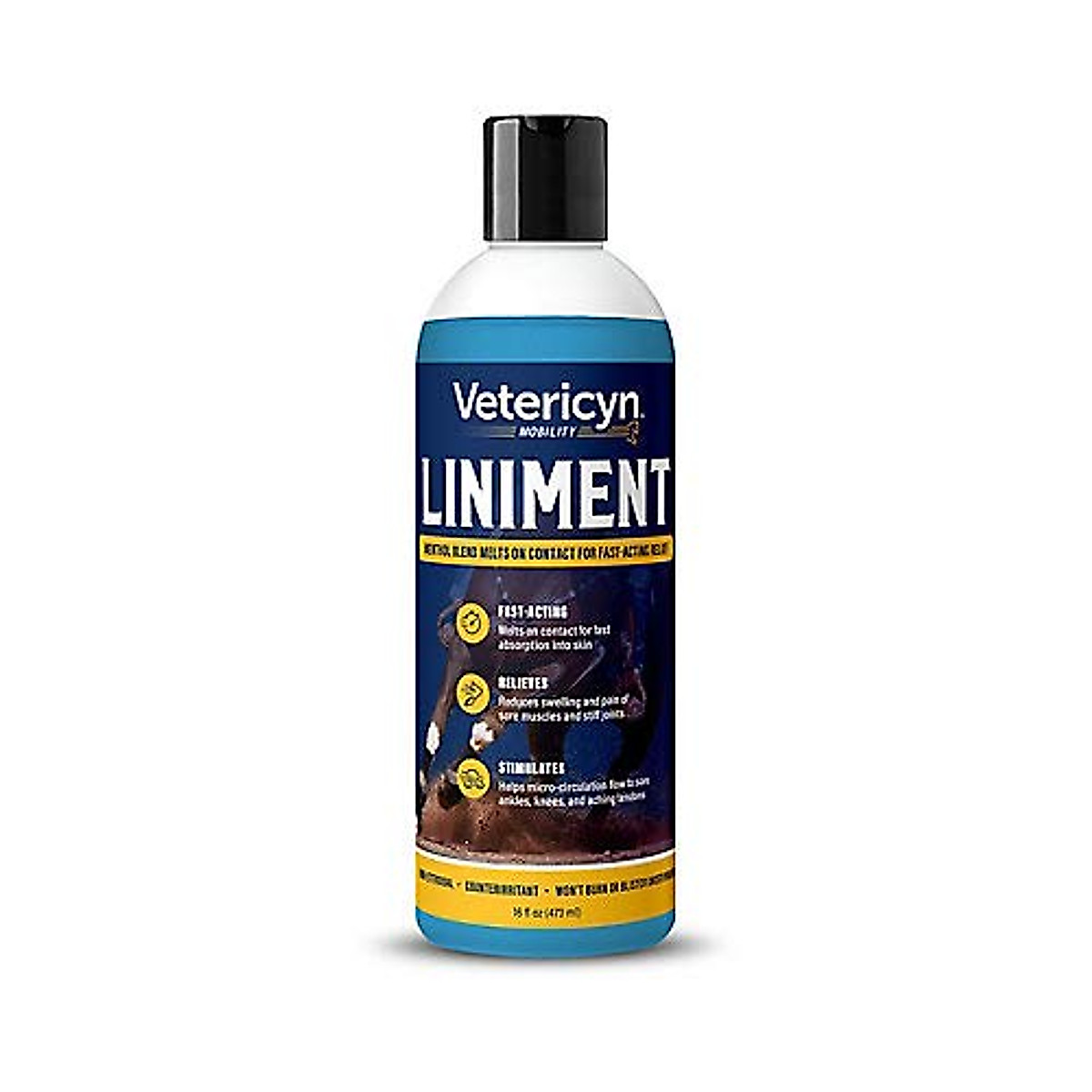 Vetericyn Equine Liniment for Fast-Acting Relief of Muscles and Joints – Menthol-Based Topical Analgesic for Horses – 16 Ounces,Blue