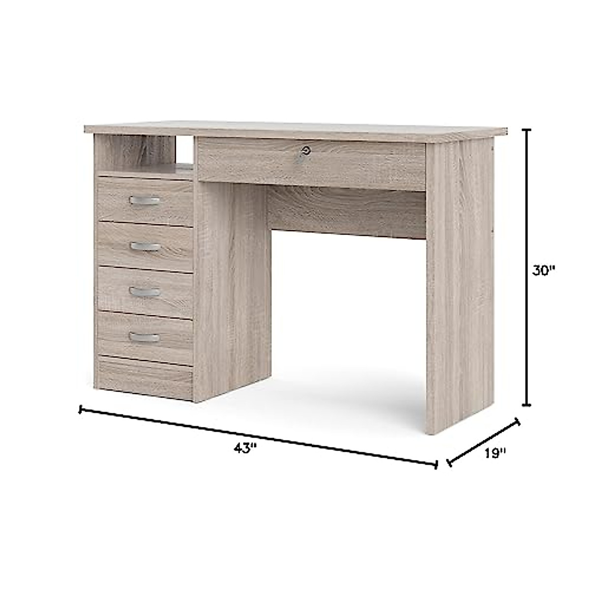 Tvilum 5 Drawers Desk, Truffle