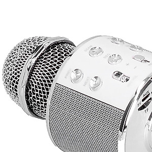 WS-858 Bluetooth Karaoke Microphone Recording 3-in-1 Handheld Portable Mic Speaker Machine Music Player Recorder for Karaoke Party Wedding Meeting