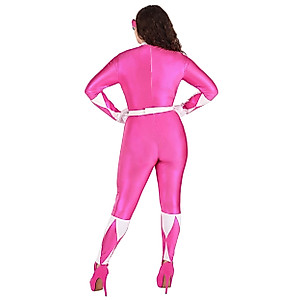 Disguise Sabans Mighty Morphin Power Rangers Pink Ranger Sassy Womens Adult Bodysuit Costume, Pink/White, Large/12-14