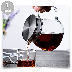 HEMOTON Microwave Tea Kettle Glass Teapot with Stainless Steel Infuser Stovetop Safe Tea Kettle Microwave Dishwasher Safe Tea Pot Loose Leaf Tea Maker 460ml Tea Pot (EI633HAD355QB015T), 15X10X9CM