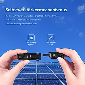 Trisinger Solar Panel Cable Connector, IP68 Waterproof, 1500V 70A Tinned Copper Pins, 5 Pairs with 2 Spanners(for 8awg)