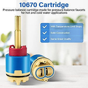 Vayolli 10670 Shower Cartridge, HJ-40 Shower Cartridge Compatible with Aqua source/Glacier Bay Single Handle Shower Faucet for Shower/Tub Faucet Cartridges Replacement