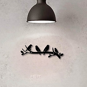 CREATCABIN Love Birds on a Branch Metal Wall Decor Tree Art Metal Bird Garden Wall Art Signs Black Hanging for Christmas Halloween Home Decoration Indoor Outdoor Garden Aesthetic Bedroom 12x4inch