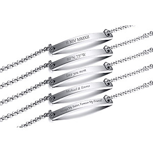 VNOX Set for 5 Customize Friendship Jewelry Stainless Steel Delicate Skinny Bar Adjustable Bridesmaid Bracelet